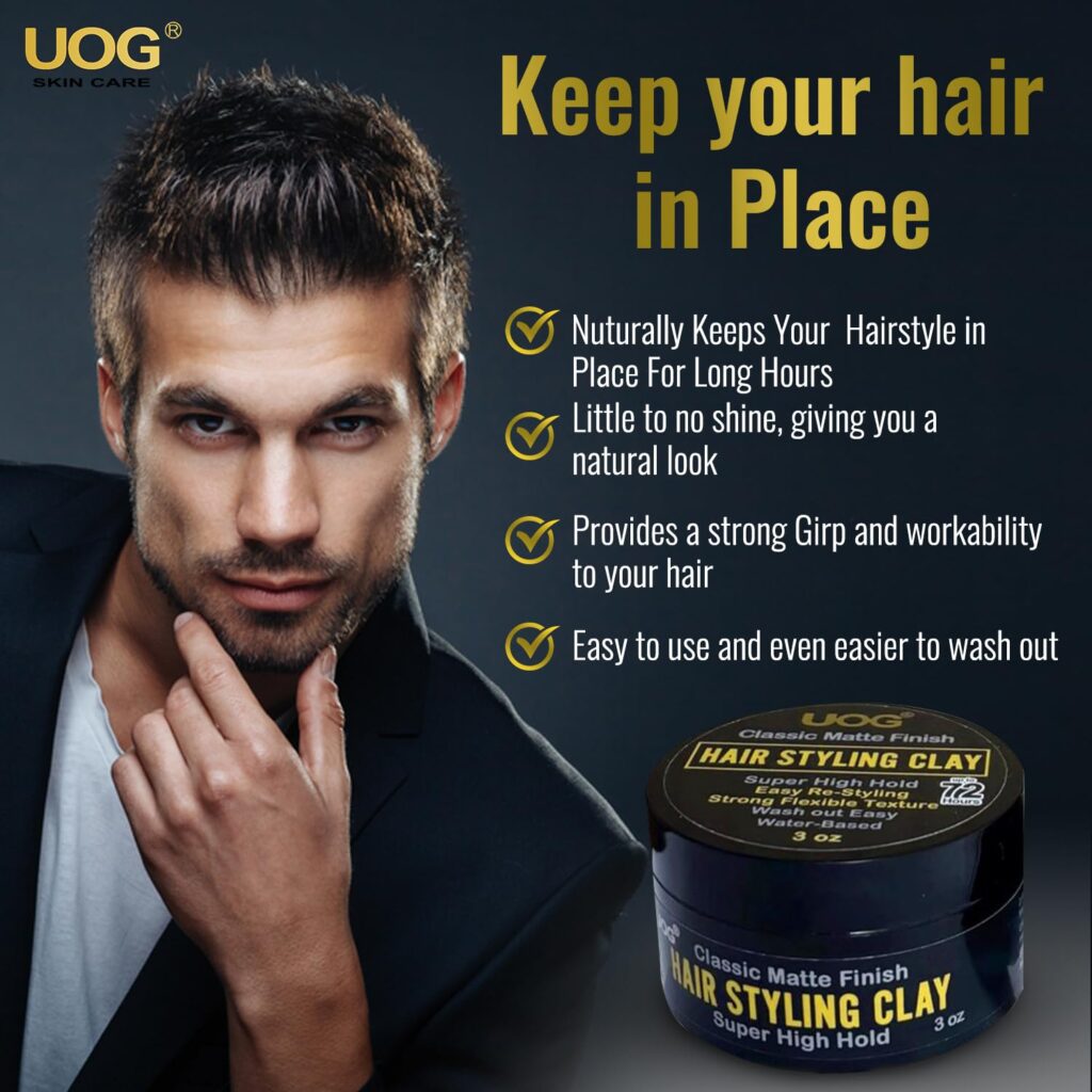 UOG Premium Hair Styling Clay - High Hold, Non-Greasy, Anti-Dandruff ...